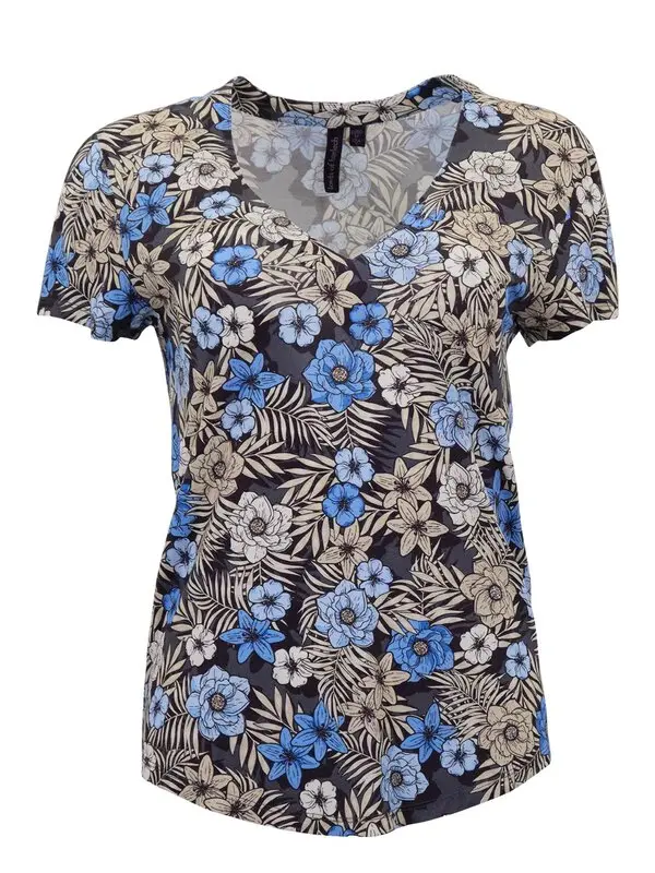LORDS OF HARLECH Printed V-neck Top - Black
