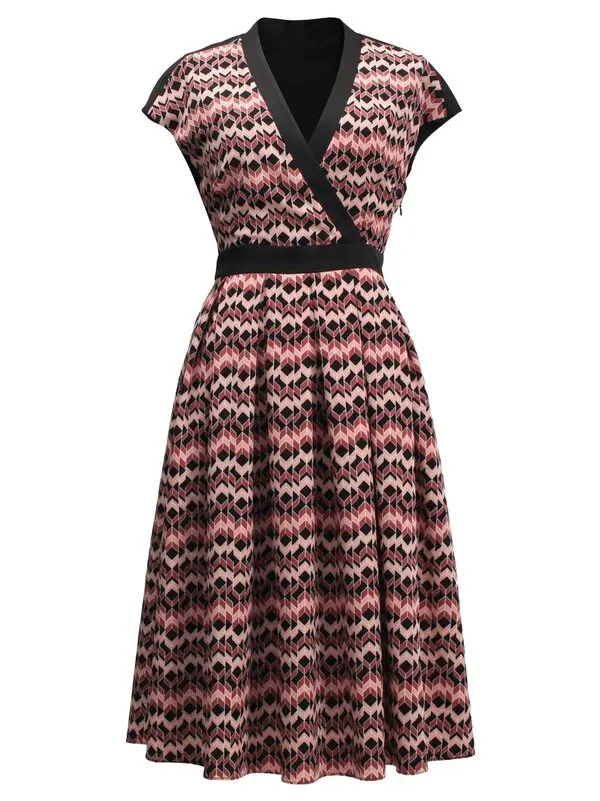 SMART AND JOY Bi-material Crossed Heart Skater Dress - Black