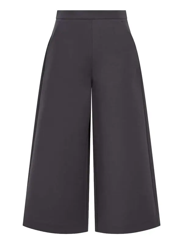 FEMPONIQ Wide Leg Cropped Cotton Trousers - Grey