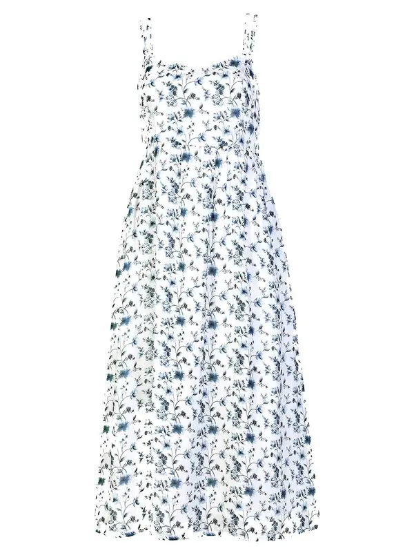REISTOR Floral Strappy Midi Dress - Blue