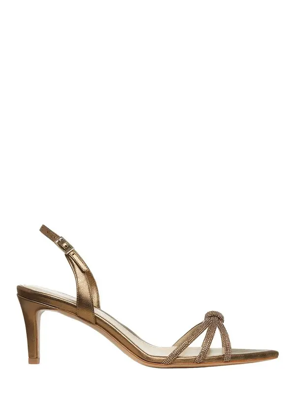 GINISSIMA Daisy Crystals And Leather Sandals - Gold