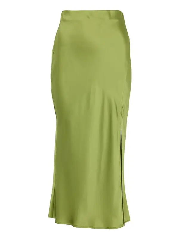 ZETAYE Avery Silk Midi Skirt - Green