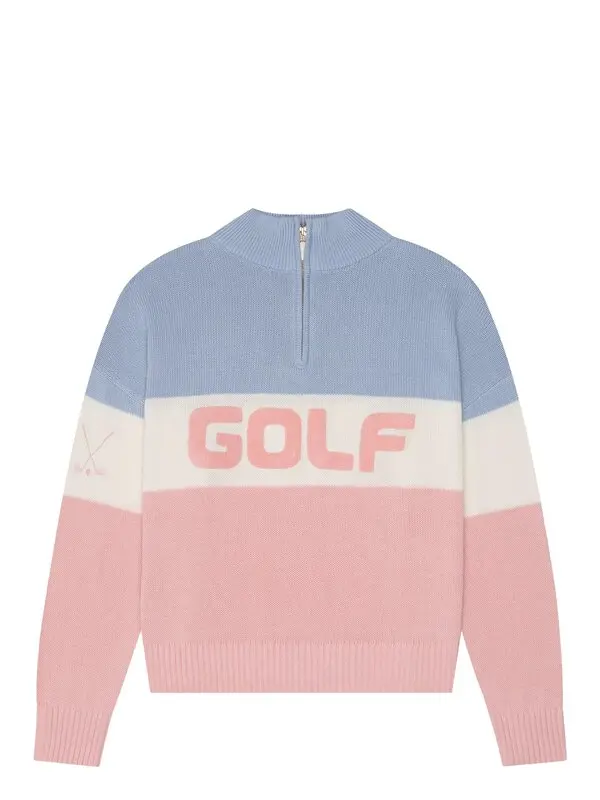 ELLSWORTH + IVEY Madison Quarter Zip Color Block Sweater - Green