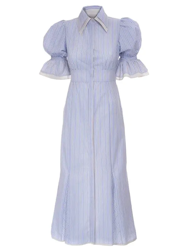 SOFIA TSERETELI Cotton Midi Chemise - Blue/white