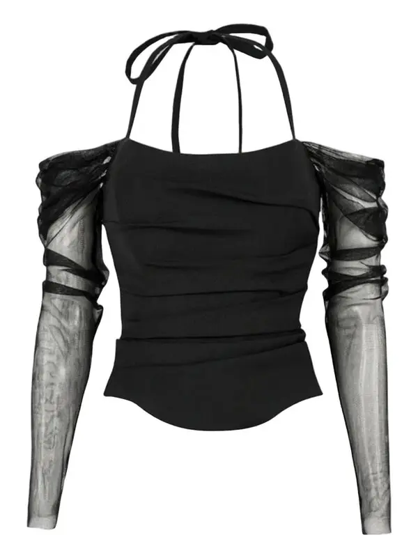 ALINA CERNATESCU Wool & Silk Tulle Corset - Black