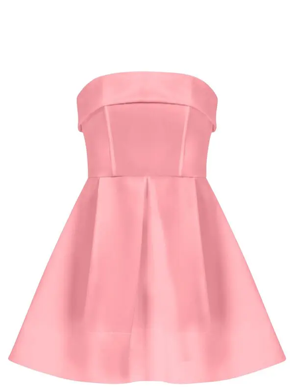 TIA DORRAINE Wild Flower Flared Satin Mini Dress - Pink