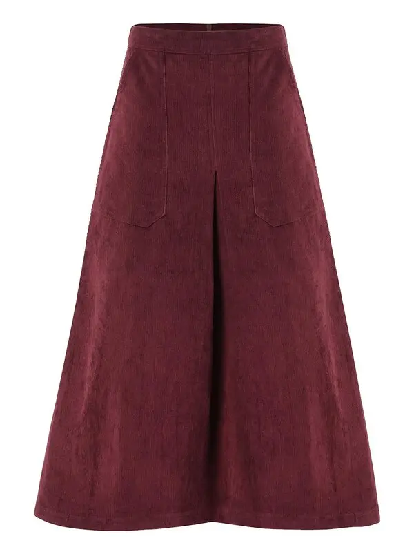 RAISHMA A-line Corduroy Skirt - Red