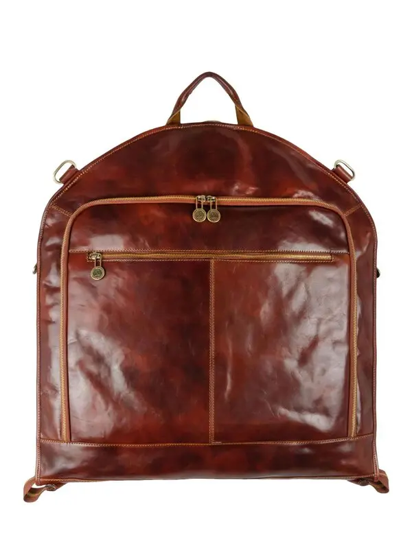 TIME RESISTANCE Full-grain Leather Garment Bag - Brown