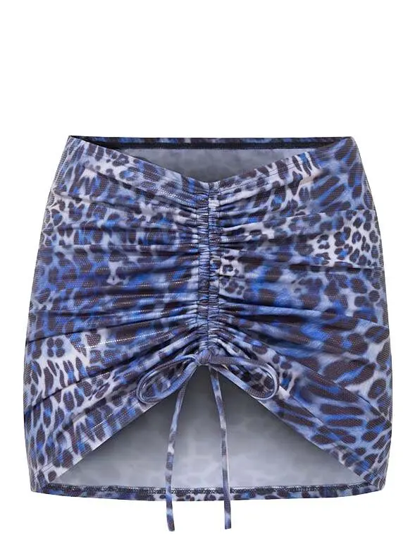 LUNA B Leopard Print Mini Skirt - Blue