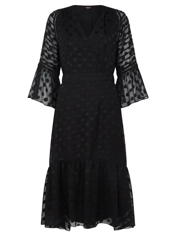 ROSE & NANCY Ivy Polka Dot Midi Dress - Black