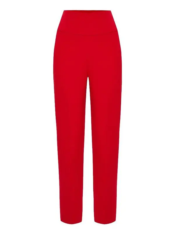 EXQUISE High Waist Carrot Fit Trousers - Red