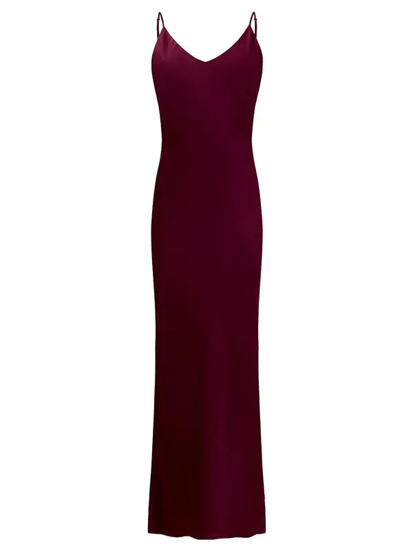 WHY MARY Isis Bias Maxi Slip Dress - Brown/red