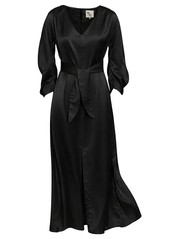 JULIA ALLERT Satin Ankle-length Dress With Belt - Black
