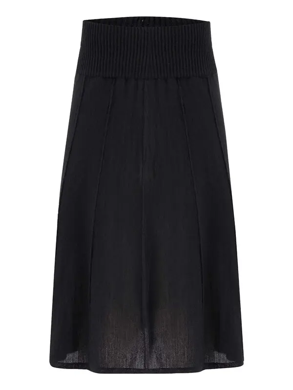 PERALUNA High-waist Knitwear Skirt - Black