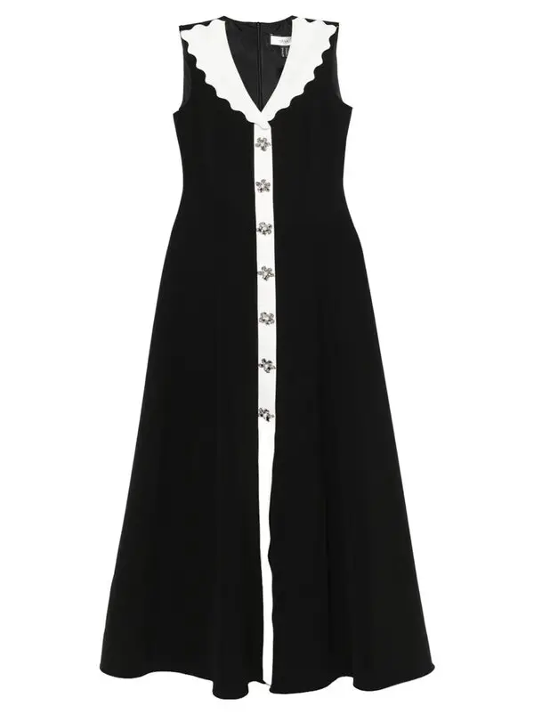 NISSA V-neck Midi Dress - Black