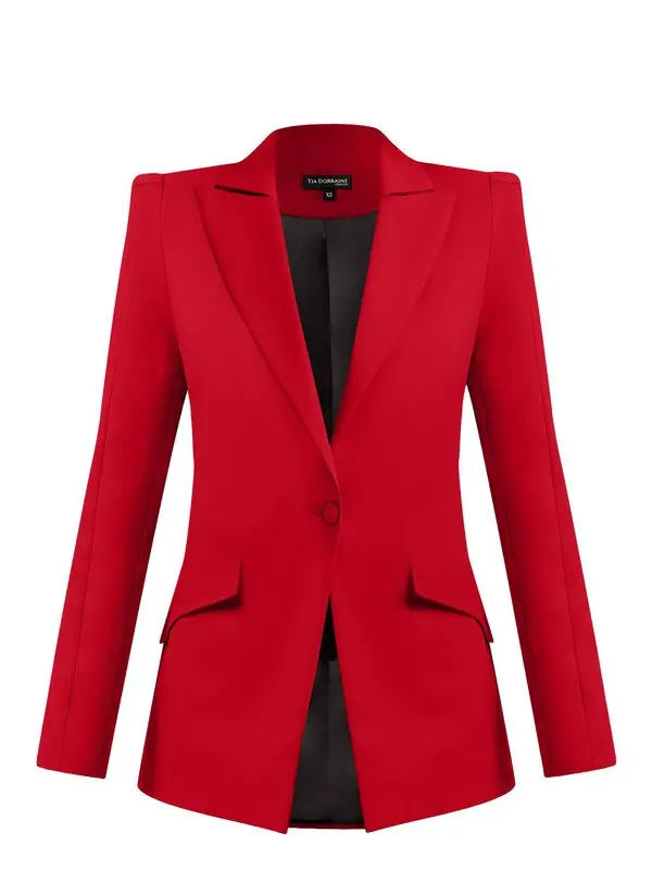 TIA DORRAINE Illusion Classic Tailored Blazer - Red