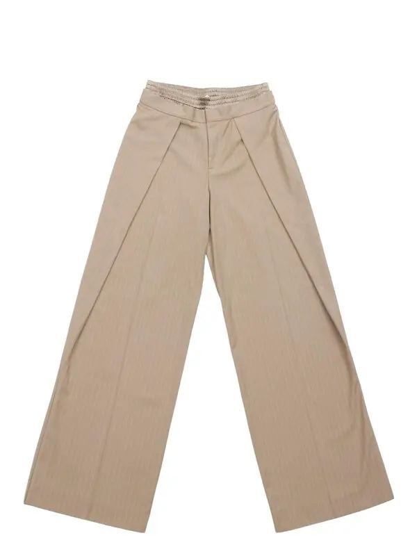 CIRCULAR PATH Satin Waistband Pinstripe Pant - Beige/white