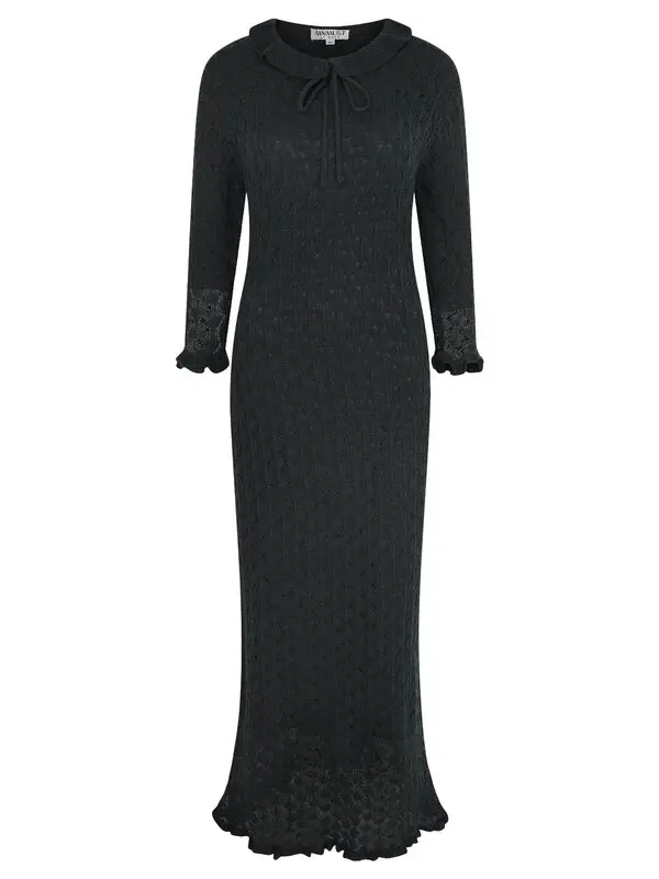RAVE ON TREND Crochet Maxi Dress - Black