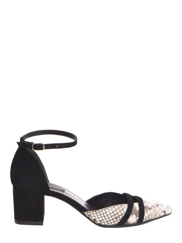 THE 5TH ELEMENT Adele Embossed Leather And Suede Pumps - Black