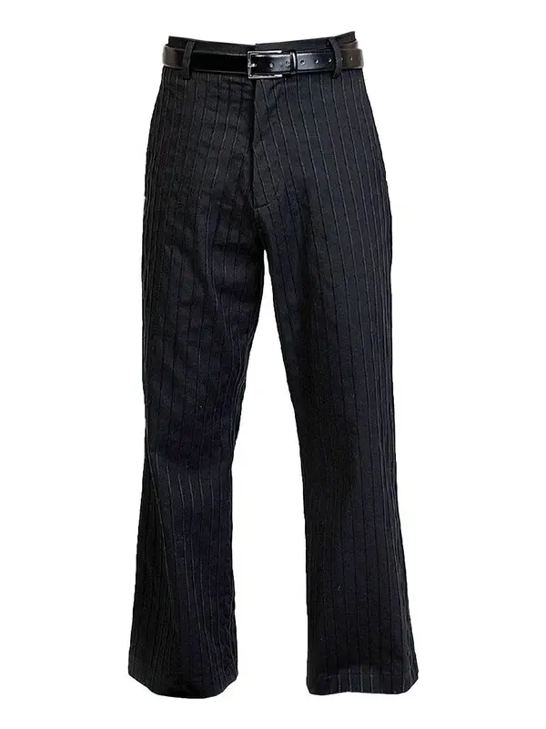 MAISON BOGOMIL Pinstripe Wool Trousers - Black
