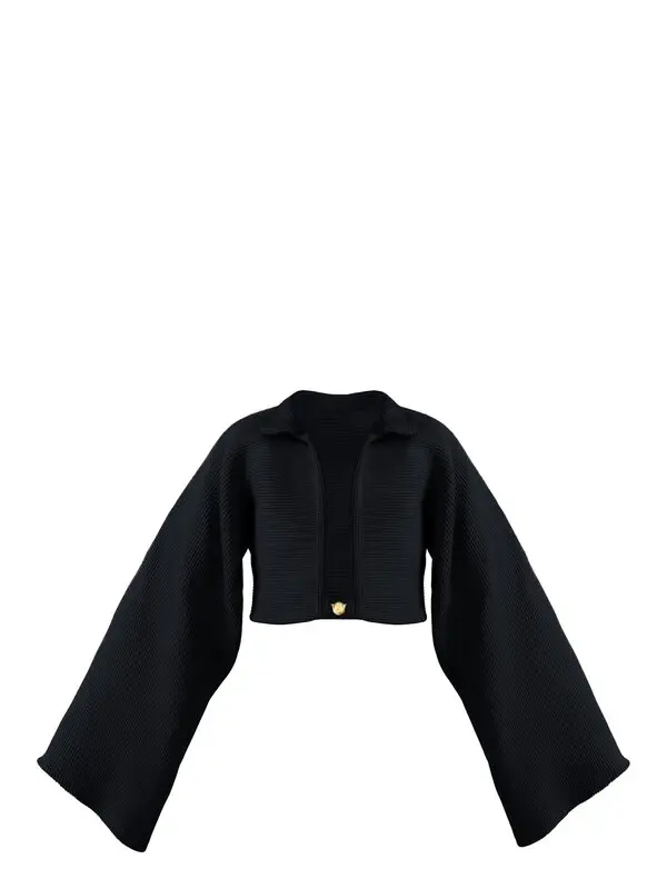 KARGEDE Rib Knit Oversized Sweater With Clasp - Black