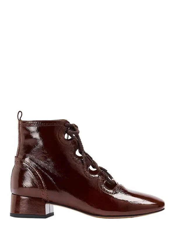 NAGUISA Elur Patent Leather Ankle Boots - Brown