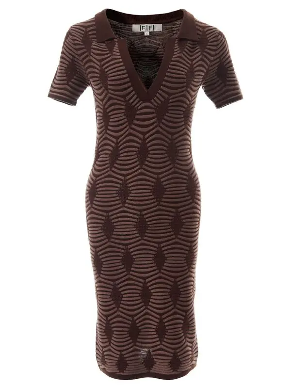 FULLY FASHIONING Lisette Geometric Polo Dress - Brown
