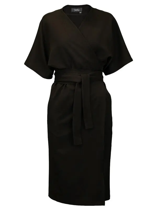 NOLA Wrap Midi Dress - Black