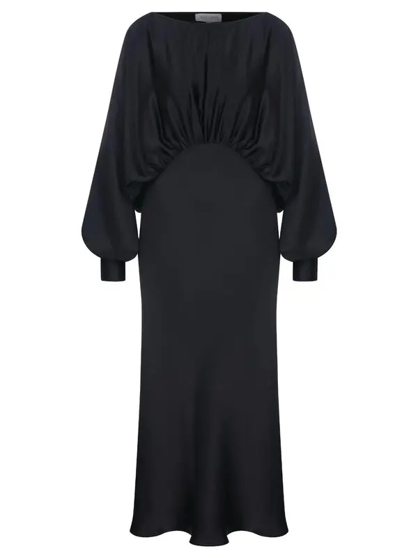 NAZLI CEREN Rhea Satin Dress - Black