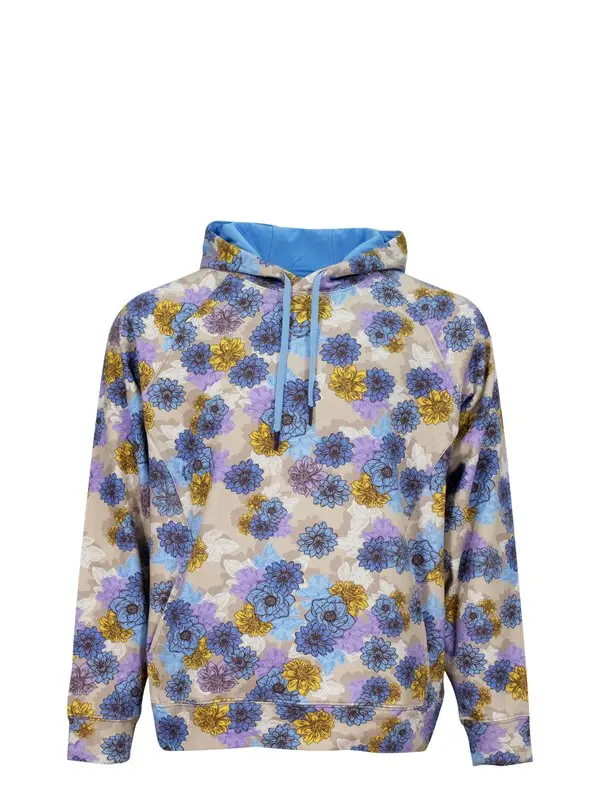 LORDS OF HARLECH Floral Printed Fleece Hoodie - Brown