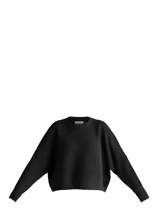 PAISIE Cropped Ribbed Jumper - Black