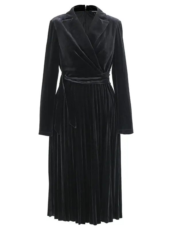 SMART AND JOY Velvet Wrap Dress - Black