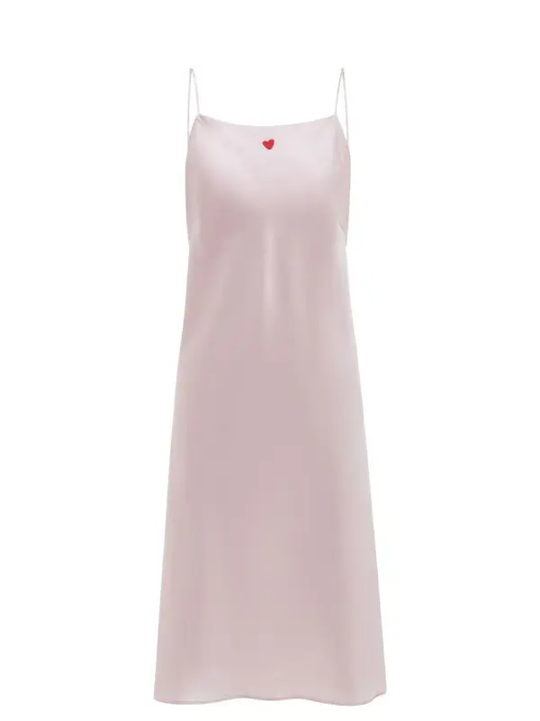 Not Just Pajama Little Heart Silk Slip Dress - Pink