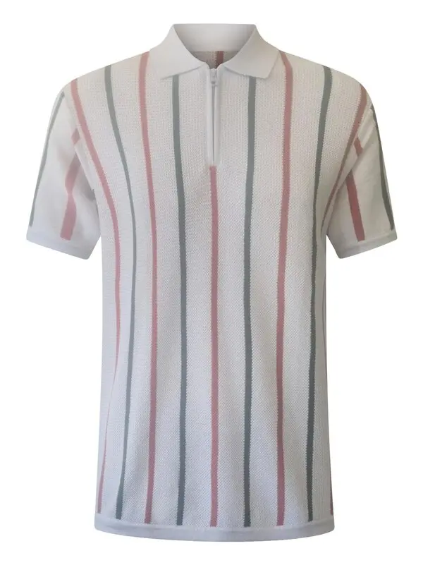 VUSTRA Era Stripe Knit Polo - White