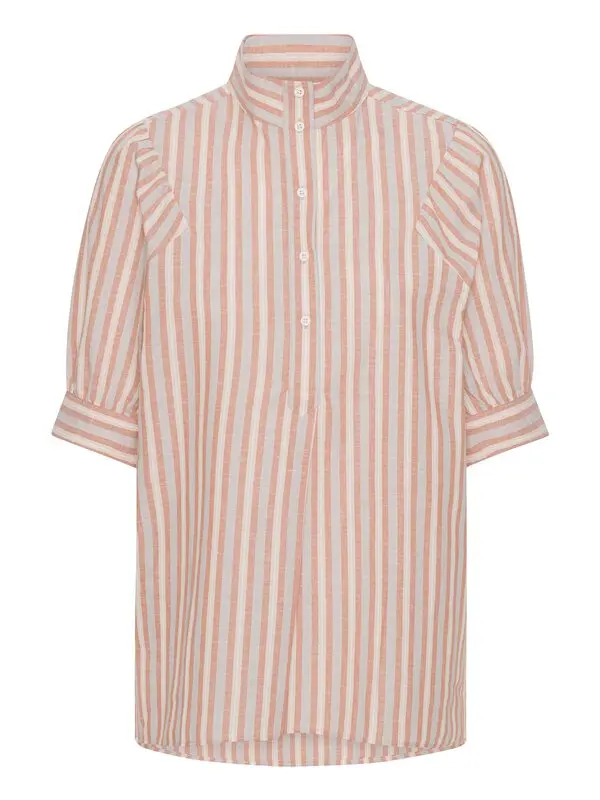 GROBUND Striped Organic Cotton Shirt - Red
