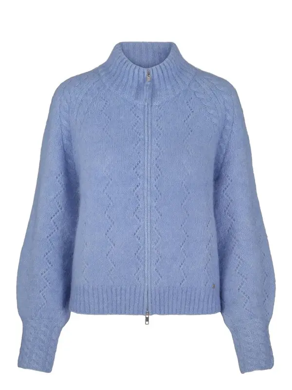 TIRILLM Mathea Lace Knitted Mohair Cardigan - Blue