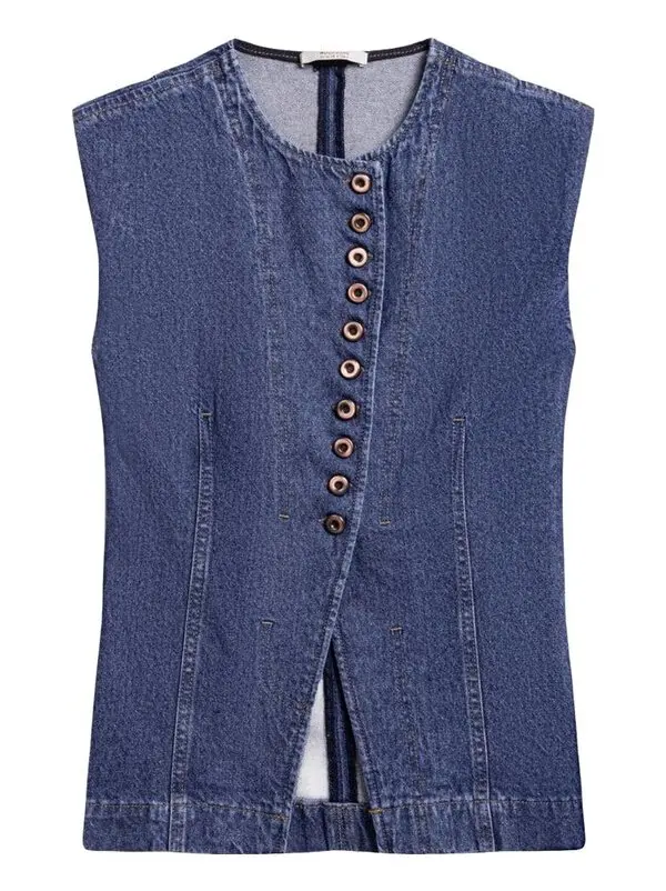 NOCTURNE Button-front Denim Vest - Blue