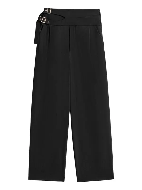NOCTURNE Cut-out Waist Wide-leg Trousers - Black