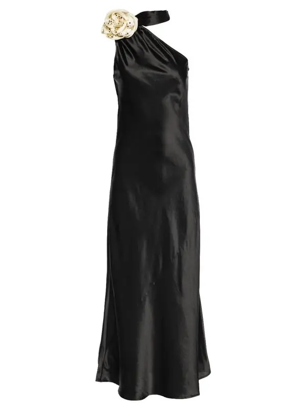 VASILIKI ATELIER Portia Asymmetric Maxi Gown - Black
