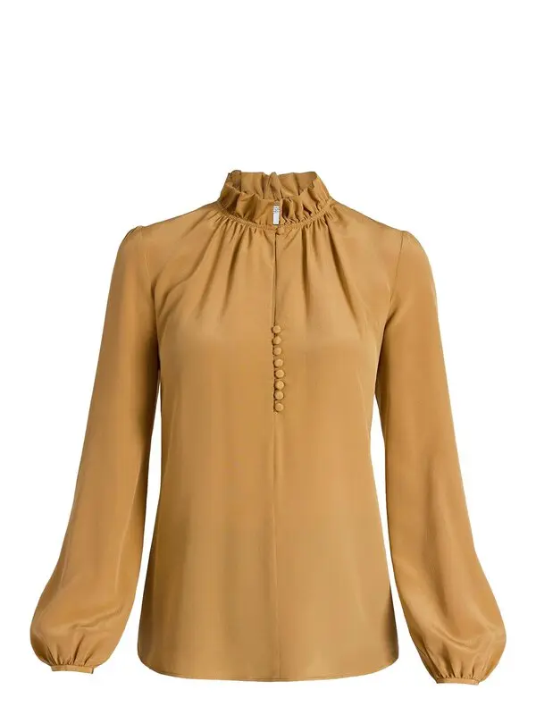 Santorelli Astrid Long Sleeve Silk Top - Yellow