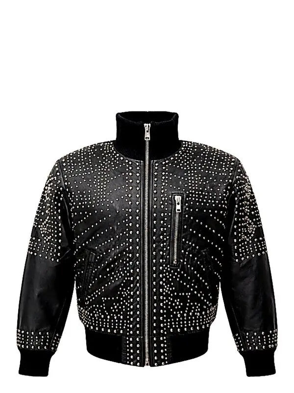 ZASTASTUDIO Studded Upcycled Leather Jacket - Black