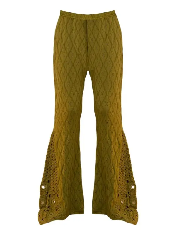 TEGA COLLECTIVE Samudram Hand Knit Flared Pants - Green