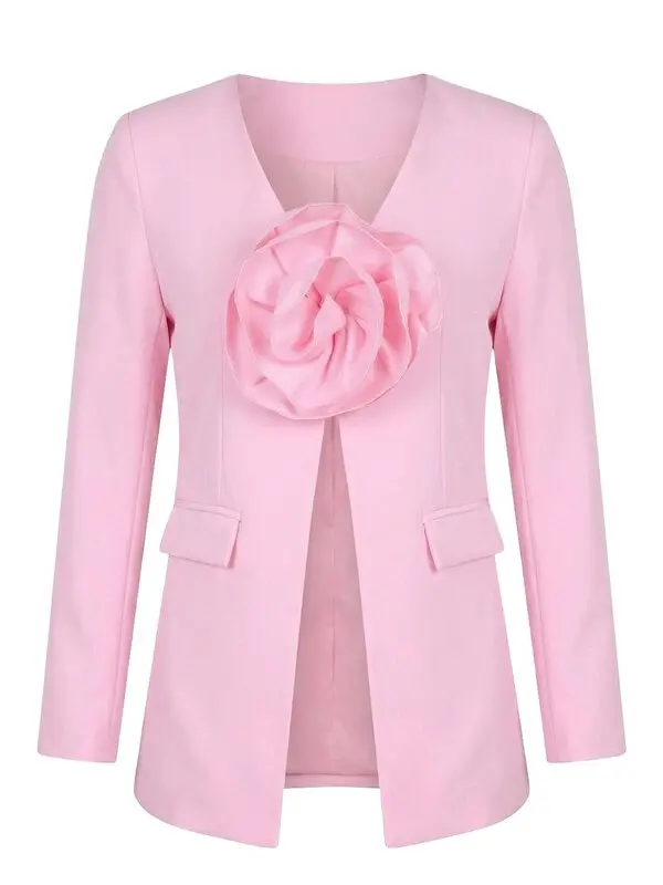 MODENAIRE Sculptural Rose Blazer - Pink