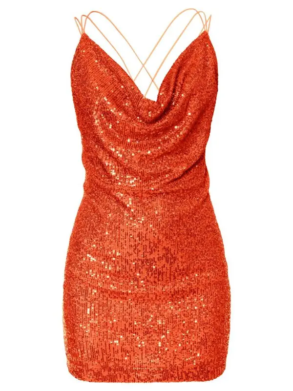 AGGI BY HALEWSKI Selena Sun Mini Sequin Dress - Orange