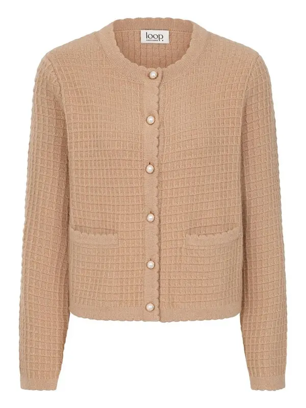 LOOP CASHMERE Crew Neck Cashmere Cardigan - Gold