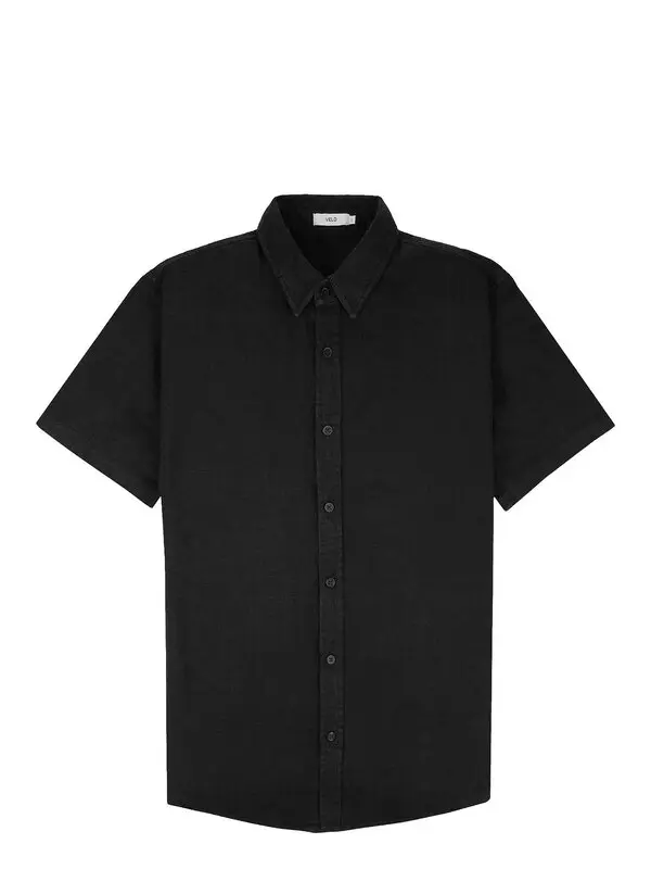 VELD Malibu Linen Button Down Shirt - Black
