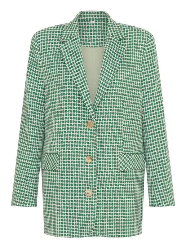 SOUR FIGS Checked Tweed Single-breasted Blazer - Green