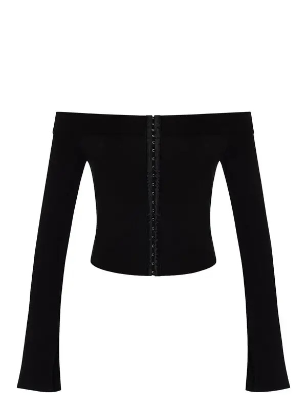 KHELA THE LABEL Hooked Up Off-shoulder Top - Black