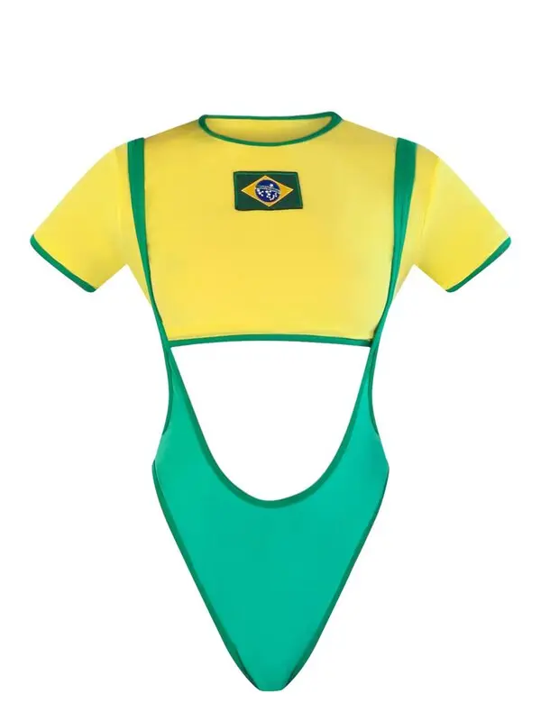 BELLETAGE SWIMWEAR Izabel T-shirt One-piece - Green/yellow