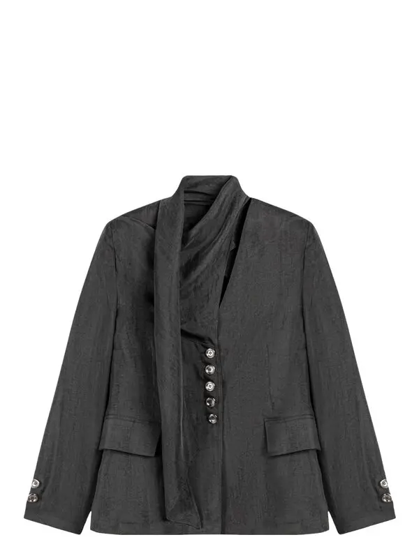 NOCTURNE Asymmetrical Draped Tailored Jacket - Grey